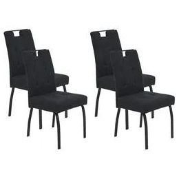 4-Fußstuhl Hela "LINZ, Esszimmerstuhl, Komfortstuhl", schwarz (anthrazit, schwarz, schwarz), B:48,5cm H:97cm T:64cm, Metall, Polyester, Stoff, Stühle, XL-Sitz,elegante Griffleiste,Komfortsitz mit Federkern,140kg belastbar