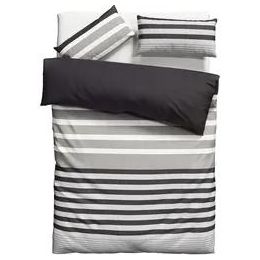 H.I.S. Bettwäsche H.I.S "Majoran", grau (anthrazit), B/L: 155cm x 220cm, 1 Stk., 1 Stk., Linon, B/L: 40cm x 80cm, 2, Linon, Obermaterial: 100% Baumwolle, Bettwäsche, gestreifte Bettwäsche in verschiedenen Qualitäten