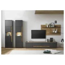 Wohnwand Inosign "City/Giron, moderne Anbauwand, Komplettset in vielen Farben verfügbar", grau (anthrazit), B:400cm H:197cm T:45cm, Holzwerkstoff, Kastenmöbel-Sets, enthält zwei Vitrinen, ein Lowboard & ein Wandboard