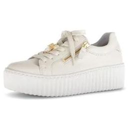 Plateausneaker Gabor, Damen, Gr. 40, beige (creme), Nappaleder, unifarben, Schuhe, Freizeitschuh, Halbschuh, Schnürschuh mit modischem Schmuckelement