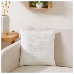 Dekokissen ANDIAMO "Cord Kissen Emy, Kissenhülle mit Füllung", weiß (weiß, cord unifarben), B:40 H:12 L:40, Polyester, Dekokissen_Sitzkissen_Kissenhüllen, Sofakissen, eckig, 40x40 oder 30x50 cm, auch als 4er Set erhältlich