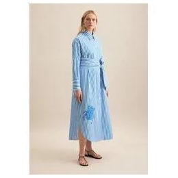 Sommerkleid Seidensticker "Schwarze Rose", Damen, Gr. XS34, Normalgrößen, blau, 100% Baumwolle, gestreift, oversize, Kleider, 1/1 Kragen Streifen