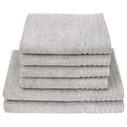 Handtuch Set Dyckhoff "Deep Harmony Energy", silber, 6 Stk., Frottier, Obermaterial: 85% Baumwolle, 15% Hanf, Handtuch-Sets, 15% Hanf; 4 Handtücher (50x100cm), 2 Duschtücher (70x140cm)
