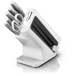 Messerblock Ninja "Ninja StaySharp Messerblock mit integriertem Schleifer K62006EUWH", silber (weiß, edelstahlfarben), B:36,1cm H:32,7cm, Messerblöcke, rostfreier deutscher Edelstahl, Erl-Design, integrierter Schleifer