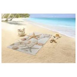 Strandtuch Good Morning "Cote", beige (sand), B:100cm L:180cm, Velours, Velours, Handtücher, Mikrofaser, Velours, Strandtuch, saugfähig, leicht, 100x180
