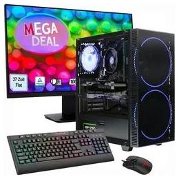 Hyrican GAMEMAX PC-Komplettsystem "MegaDeal Gaming-PC-Set Black Hole", Energieeffizienz: E (A-G), schwarz, Microsoft Windows 11 Home (64 Bit), 32 GB RAM 1.000 GB SSD, Computer_Komplettsysteme, Windows 11 + MSI PRO MP273A Monitor, 69cm (27")