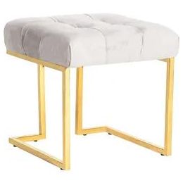 Polsterhocker Kayoom "Hocker Rarity 125, Edler Touch durch goldenes Gestell", grau (taupe), B:48 H:48 T:48, Bezug: 100% Polyester (Samt) Gestell: Edelstahl, Hocker, eckig, samtweich, gesteppt, mit Zierknöpfen, Edelstahlgestell