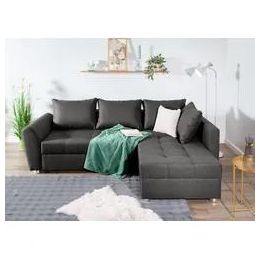 Ecksofa Collection AB "Jana L-Form", grau (anthrazit), B:220cm H:42cm T:161cm, 100%Polyester, Sofas, inkl. Bettfunktion,Bettkasten und Bonnelfederkern