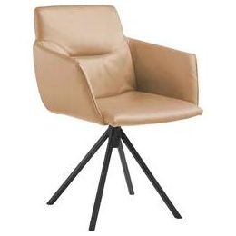 Polsterstuhl Musterring "JustB SP500", beige (biskuit), 1 Stk., Longlife Xtra-Leder Z69, nicht drehbar, Stühle, mit Armlehne, wahlweise mit Drehfunktion, Stativgestell in schwarz