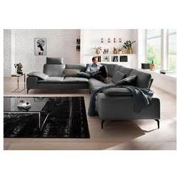 Ecksofa W.Schillig "valentinoo, Designsofa, elegant und bequem, L-Form", grau (anthrazit z69), B:318cm H:83cm T:298cm, Longlife Xtra-Leder Z69: Das feinnarbige, gedeckte Softleder Z69 besticht durch seine außergewöhnliche Weichheit im trendigen »Vintage-Look«, Hautstärke 0, 9 - 1, 1 mm, Sofas, mit Sitztiefenverstellung, Breite 318 cm