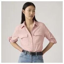 Levi's Hemdbluse LEVI'S "DOREEN UTILITY SHIRT RE", Damen, Gr. M (38), zephyr, Web, Obermaterial: 100% Baumwolle, unifarben, figurumspielend hüftbedeckend, Rundhals, mit Riegel Manschette, Blusen, in gewaschener Optik