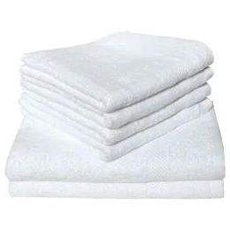 Handtuch Set Dyckhoff "Planet", weiß, 6 Stk., Frottier, Obermaterial: 100% Baumwolle, Handtuch-Sets, 4 Handtücher (50x100cm), 2 Duschtücher (70x140cm)