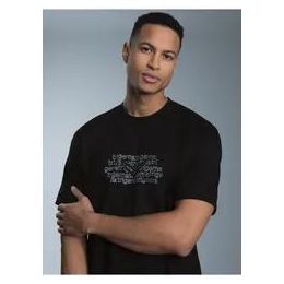 T-Shirt TRIGEMA "TRIGEMA T-Shirt mit Logo-Print", Herren, Gr. S, schwarz, 100% Baumwolle, Shirts