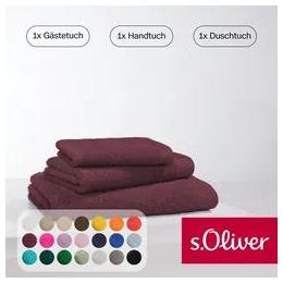 Handtuch Set s.Oliver "s.Oliver, Premium Qualität, 600 gr/m2", burgundy, 3 Stk., Walkfrottier, Obermaterial: 100% Baumwolle, Handtuch-Sets, 1 Gästetuch 30x50 cm, 1 Handtuch 50x100 cm, 1 Duschtuch 70x140 cm