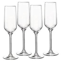 Ritzenhoff & Breker Sektglas RITZENHOFF & BREKER "Rumba", transparent, B:5,5cm H:23cm Ø:5,5cm, Glas, Trinkgefäße, 4er Set, je 220 ml