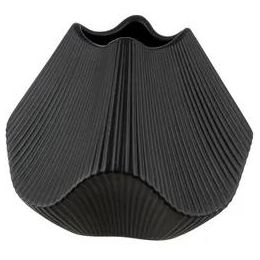 Tischvase Gilde "Vase Lamellen H. 18,5 cm", schwarz, B:15cm H:30cm T:15cm Ø:15cm, Keramik, Vasen