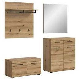 Garderoben-Set Inosign "Siena, Fronten mit hochwertiger Rillenfräsung, 4-teilig,bestehend aus:", eiche, B:195cm H:197cm T:40cm, Kastenmöbel-Sets, Scout Garderobenkombination 4-tlg., Flur, Diele