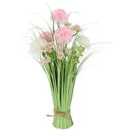 Kunstgras I.GE.A. "Grasbund mit Blüten", rosa, B:25cm H:40cm L:25cm, Polyester, Kunstpflanzen, Deko Grasbusch Gräser Kunstblume Kunstpflanze Künstliche Pflanze