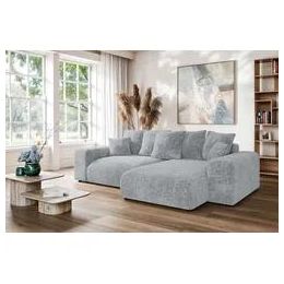 Ecksofa Home Affaire "LAKESIDE mit Bettfunktion und Bettkasten, B/T/H 257/166/84 cm", grau (hellgrau), B:256,5cm H:84cm T:166cm, 100% Polyester, Sofas, L-Form, Recamiere beidseitig montierbar, mit Wellenunterfederung, Topseller