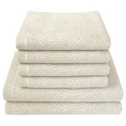 Handtuch Set Dyckhoff "Landscape", beige (sand), 6 Stk., Walkfrottier, Obermaterial: 100% Baumwolle, Handtuch-Sets, 4 Handtücher (50x100cm), 2 Duschtücher (70x140cm)