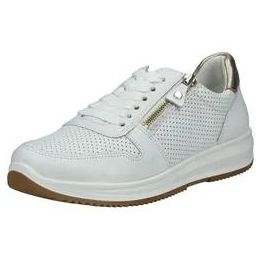 Sneaker Ara "Ara Sneaker Leder", Damen, Gr. 39, weiß (weiß, gold), Leder, Schuhe