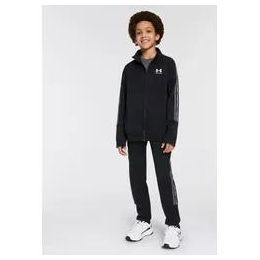 Trainingsanzug Under Armour "UA B ICON KNIT TRACKSUIT", Jungen, Gr. XL, wei&szlig; (schwarz, castlerock, wei&szlig;), Obermaterial: 100% Polyester, Sportanz&uuml;ge Trainingsanzug, f&uuml;r Sportmode und aktive Freizeit, komfortables Tragegef&uuml;hl