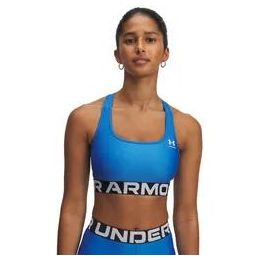 Sport-BH Under Armour "UA HG MID BRANDED", Damen, Gr. M, N-Gr, weiß (blau atlantis,, weiß), Obermaterial: 87% Polyester, 13% Elasthan, BHs