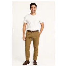Jack & Jones PlusSize Chinohose "JPSTMARCO FRANCO CHINO W BELT PLS", Herren, Gr. 46 (6XL), Länge 32, braun (elmwood), Web, Obermaterial: 98% Baumwolle, 2% Elasthan, JACK & JONES PLUSSIZE, unifarben, slim fit knöchellang, Hosen