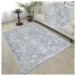 Hochflor-Teppich my home "Kalua, verschiedene Formen" Gr. 32, silber (silberfarben), B:40cm H:60mm L:60cm, Kunstfaser, Teppiche, Kunstfell, weich, Uni-Farben, Wohnzimmer, Schlafzimmer, Esszimmer