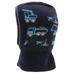 Schlupfmütze MaxiMo, Baby, Gr. 51, blau (dunkelmarine), Strick, Baumwolle, mehrfarbig, Mützen, Baumwolle, gestrickt, verlängertes Halsteil, elastisch