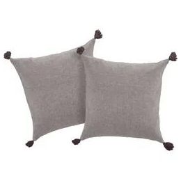 Dekokissen "Jada", braun (braun, unifarben), B:50cm L:50cm, Baumwolle, LeGer Home by Lena Gercke, Dekokissen_Sitzkissen_Kissenhüllen, Kissenhülle ohne Füllung, 2-er Set, modern und zeitloses Design, 50x50
