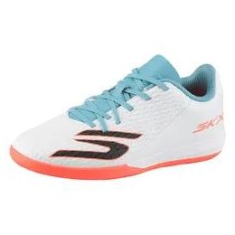 Fußballschuh Skechers "JR YOUTH IC, Skechers Skx_2 Jr Youth Ic", Gr. 34, weiß (wtqp weiß), Lederimitat, Schuhe, Indoor Court Schuh mit leichter Skechers Move FoamTM-Dämpfung