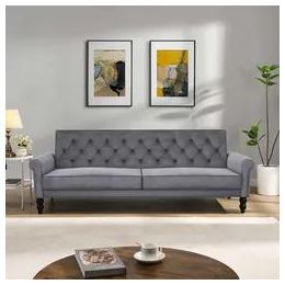 3-Sitzer DOREL HOME "Tyne", grau (anthrazit), B:222cm H:82cm T:83cm, 100% Polyester, Sofas, Schlafsofa 222 cm, Bettfunktion (110/190cm), pflegeleichter Velours