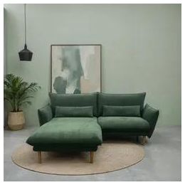 Ecksofa DOMO collection "Leuven kompakte Stellmaße, Breite 200 cm, schmale Armlehnen, L-Form", grün, B:200cm H:86cm T:159cm, 100% Polyester, Sofas, angenehm feste Polsterung, bodenfrei, 19 cm hohe Holzfüße