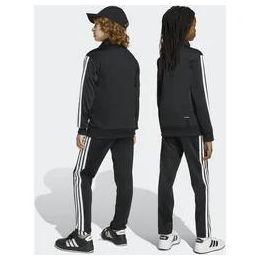 Trainingsanzug Adidas SPORTSWEAR "J 3S TIBERIO TS", Kinder, Gr. 164, schwarz, glow blau, blau fusion, weiß, Obermaterial: 100% Polyester, Sportanzüge