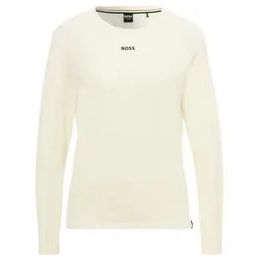 Langarmshirt BOSS, Damen, Gr. M, wei&szlig;, Jersey, Obermaterial: 95% Baumwolle, 5% Elasthan, unifarben, Basic, regular fit, Rundhals, Shirts Langarmshirt, mit Rundhalsausschnitt