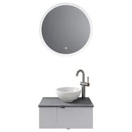 Badmöbel-Set SAPHIR "Serie 6915", weiß (schneeweiß glanz, oxid dunkelgrau), B:70cm H:200cm T:35cm, Kastenmöbel-Sets, Gäste-Bad, 70 cm breit, mit LED-Spiegel, offenem Fach und 2 Türen