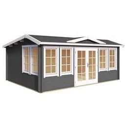 Gartenhaus Lasita Maja "BALMORAL", grau (carbongrau), Fußboden im Gartenhaus, Massivholzdach, Holzwerkstoff, Gartenhäuser