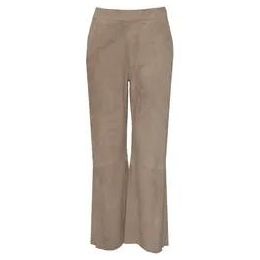 Lederhose Maze "42021164", Damen, Gr. L, US-Größen, beige (greige), Oberstoff 100% Ziegenvelour/ Innenfutter: 100% Baumwolle, Hosen