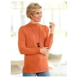 Stehkragenpullover Classic Basics "Stehkragen-Pullover", Damen, Gr. 52, orange (papaya), 50% Baumwolle, 50% Polyacryl, unifarben, Pullover