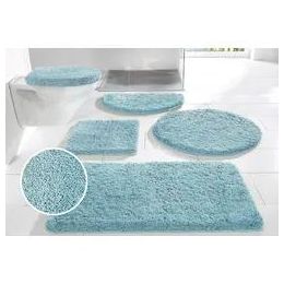Badematte my home "Sanremo, Badvorleger, Badezimmer Teppich, sehr weich" Gr. 14, hellblau, H:30mm, Polyester, Badematten, Badteppich, unifarben, rechteckig, rund & als 3-tlg. Set erhältlich