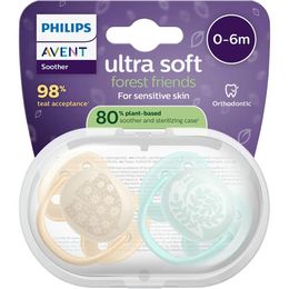 Schnuller ultra soft, forest friends Silikon, creme/mint, 0-6 Monate Philips Avent