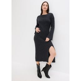 bonprix Strickkleid mit Schlitz, grau