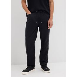 bonprix Relaxed Fit Schlupfhose aus reinem Baumwoll-Twill Tapered, schwarz, Gr.64, Moderne Joggpants mit komfortablem Bund und cooler Vintage-Waschung, aus 100% Baumwolle