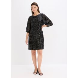 bonprix Oversized Paillettenkleid, schwarz, Gr.44/46 (L), Modern und feminin: Oversized Minikleid mit Pailletten und Kimono-&Auml;rmel