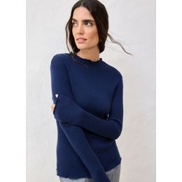 bonprix Pullover aus superfeiner Merinowolle, blau, Gr.56/58 (3XL), schmal geschnittener Merinowoll-Pullover in Premium Qualit&auml;t, aus Merino