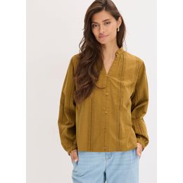 bonprix Bluse aus Baumwolle mit Spitzen-Details, gr&uuml;n, mit Baumwolle