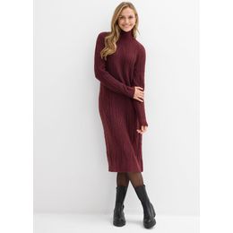 bonprix Strickkleid aus Zopfstrick, rot, Gr.40/42 (M), Langes Strickkleid in weiter Passform mit Zopfmuster. Mit hoch geschnittenem Kragen und &uuml;berschnittener Schulter.