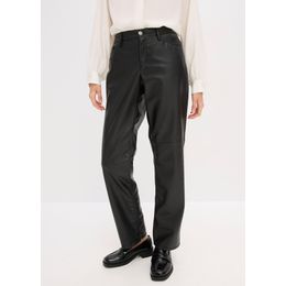 bonprix Lederimitat-Hose mit Bequembund, schwarz, Gr.38, Mit bequemen Bund