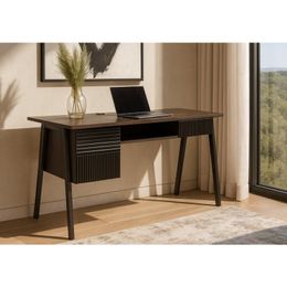 Schreibtisch MCW-O40, B&uuml;rotisch Computertisch, MDF Metall Melamin 78x120x60cm ~ Walnuss-Optik